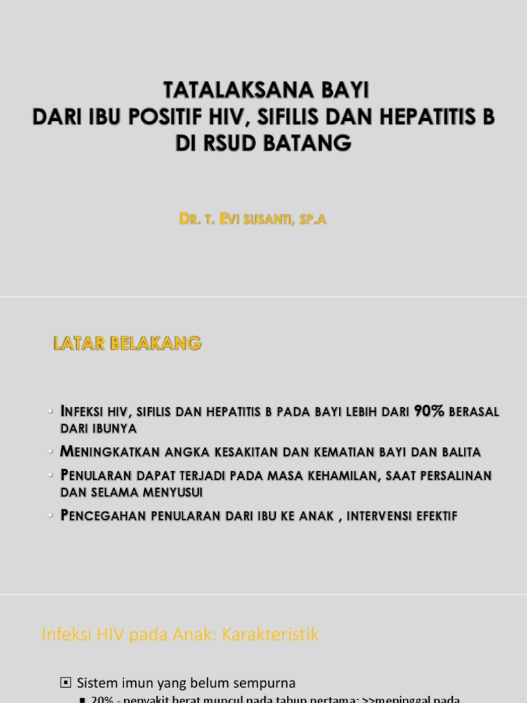 Tatalaksana Bayi Hiv Sifilis | PDF