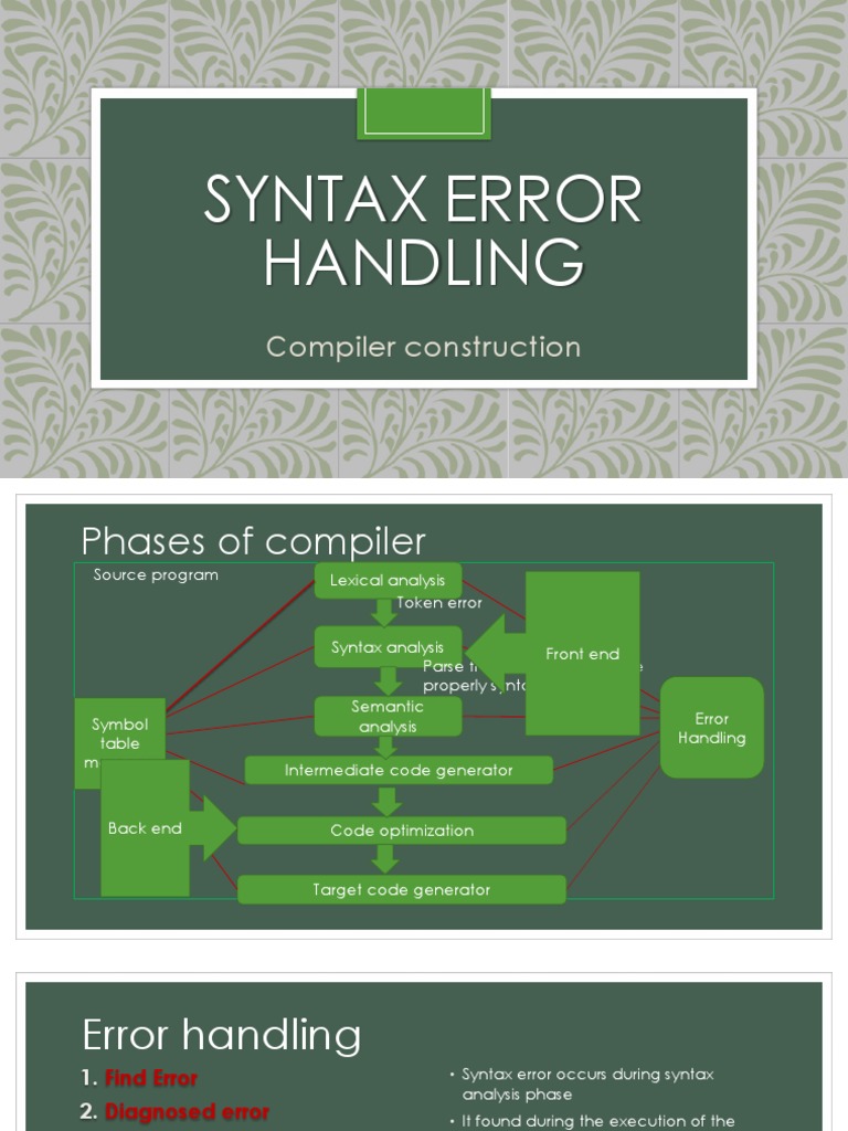 Syntax Error Handling - PPTX cc1 | PDF | Parsing | Compiler