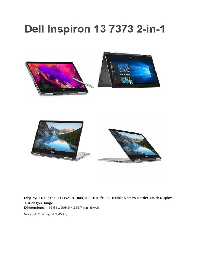 Dell Inspiron 13 7373 2-In-1 | PDF | Laptop | Consumer Electronics