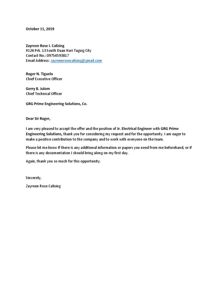 Letter of Negotiation | PDF