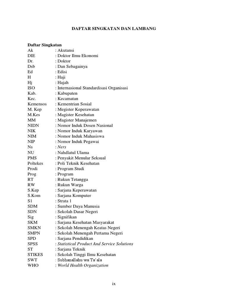Lembar Daftar Singkatan | PDF
