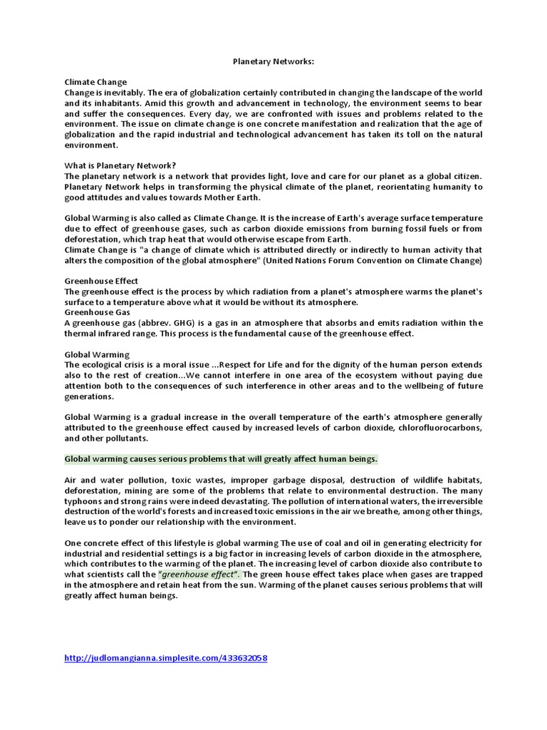 Planetary Networks | PDF | Greenhouse Effect | Greenhouse Gas