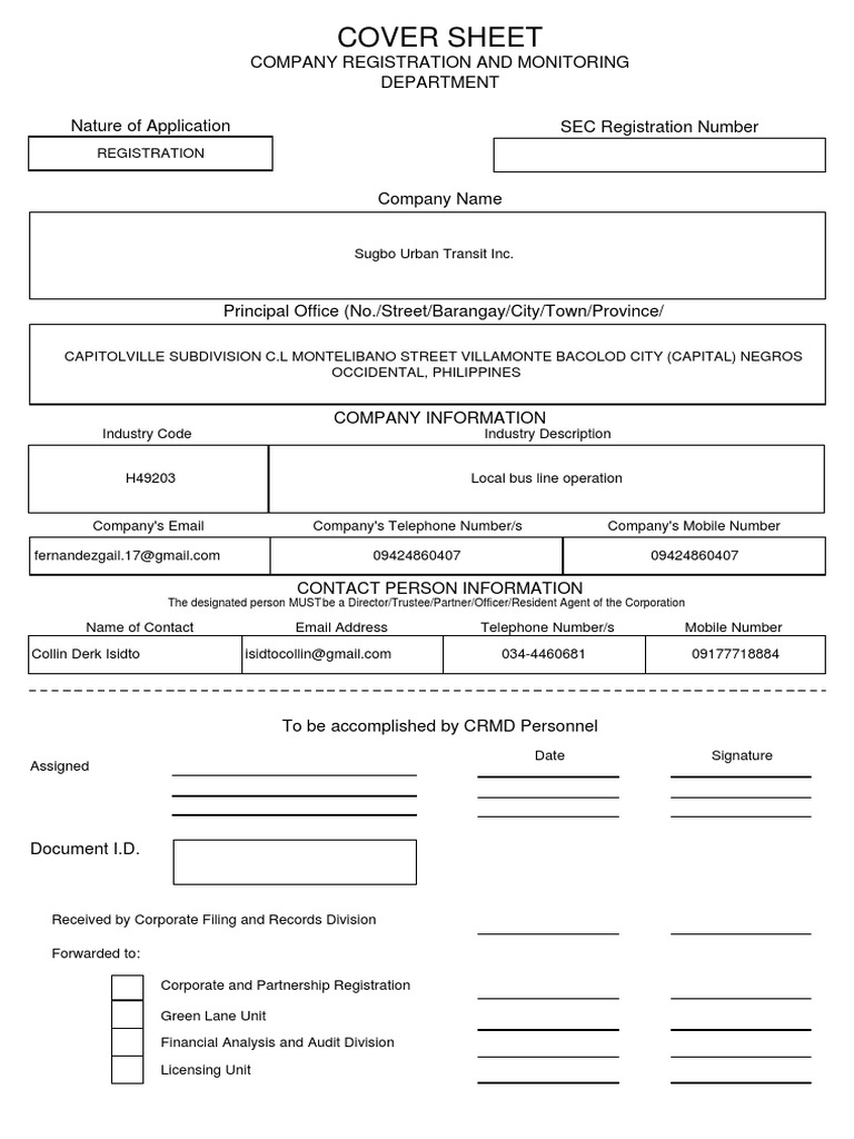 Cover Sheet Download