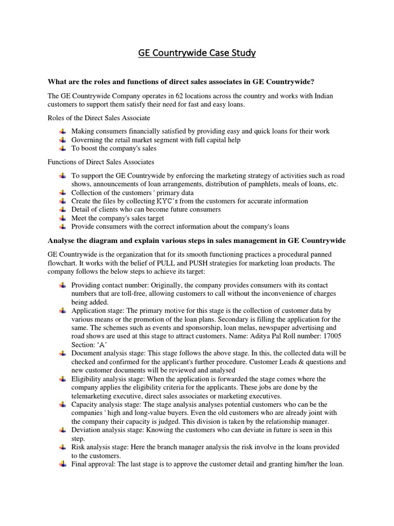Direct Sales Roles in GE Countrywide | PDF | Sales | Marketing