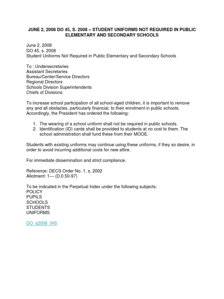Deped Order #45 s2008 | PDF