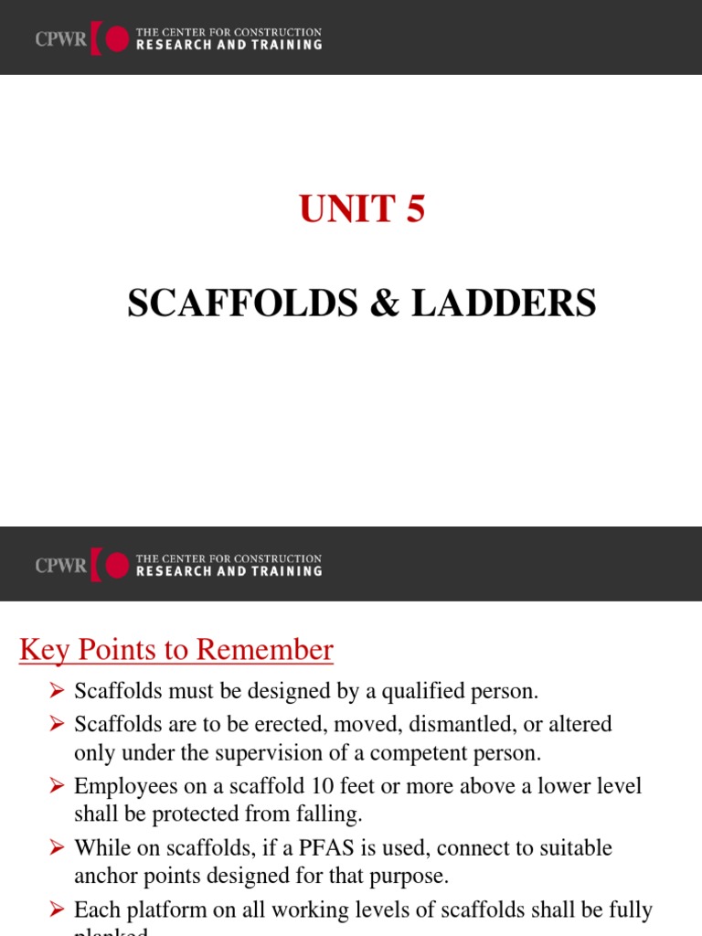 UNIT 5 Scaffolds and Ladders | PDF | Ladder | Scaffolding