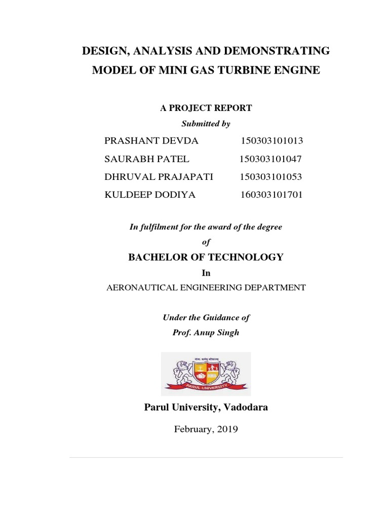 Design, Analysis & Demonstrating Model of Gas Turbine Engine | PDF ...