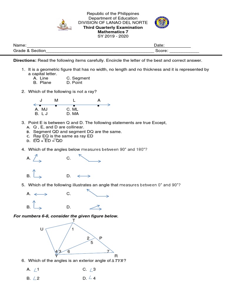 Math 7 Quarter 3 | PDF | Rectangle | Triangle