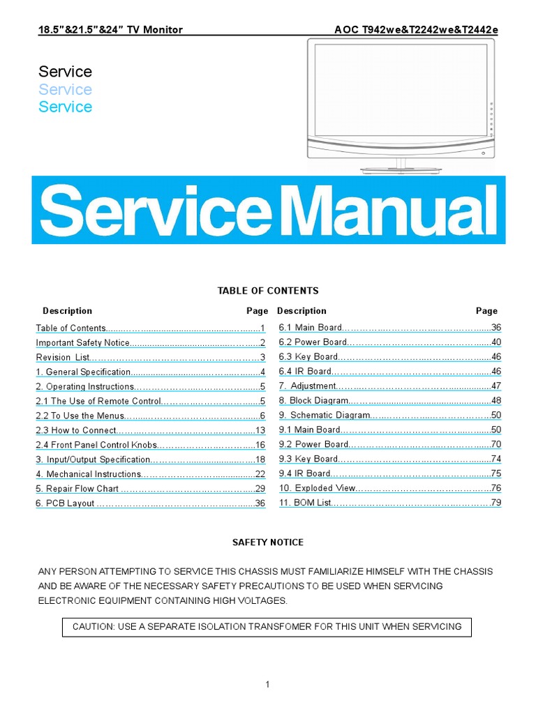 Aoc Led TV Diagram PDF | PDF | Hdmi | High Definition Television