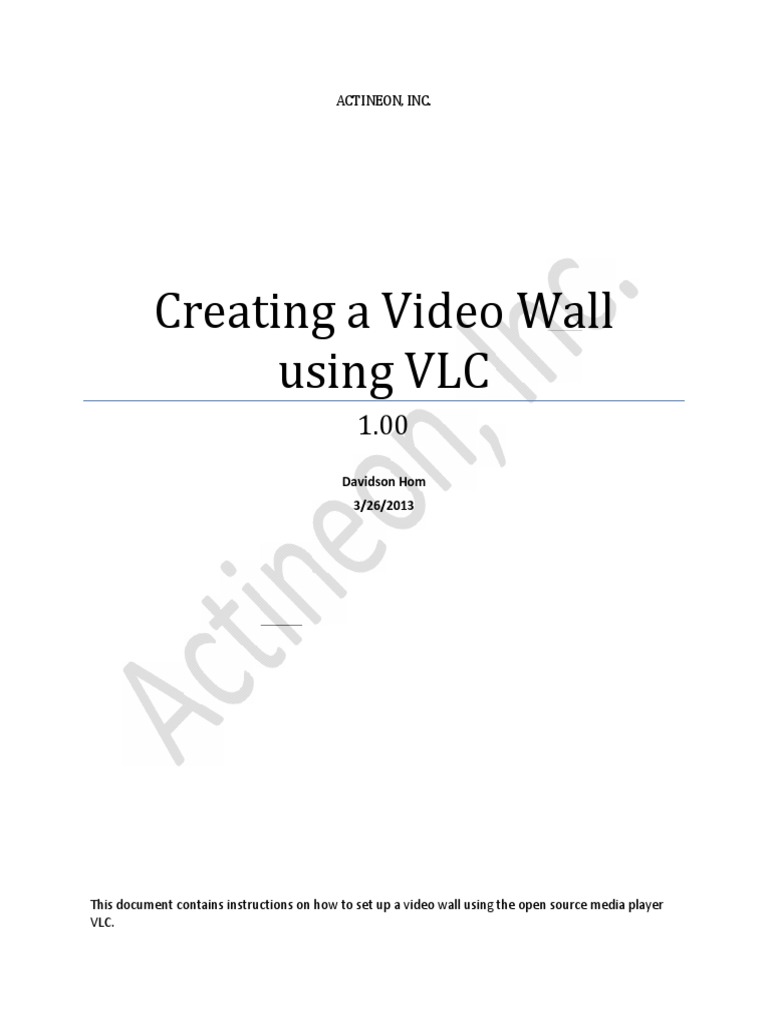 VLC Video Wall Configuration | PDF | Video | System Software