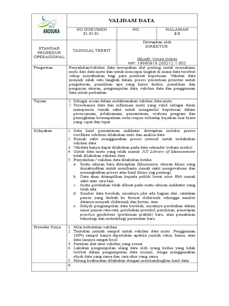 Spo Validasi Data | PDF