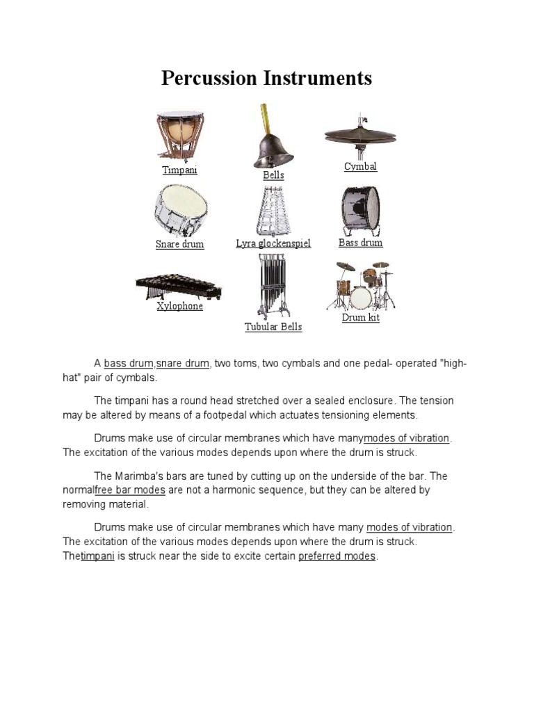 Overview of Percussion Instruments | PDF