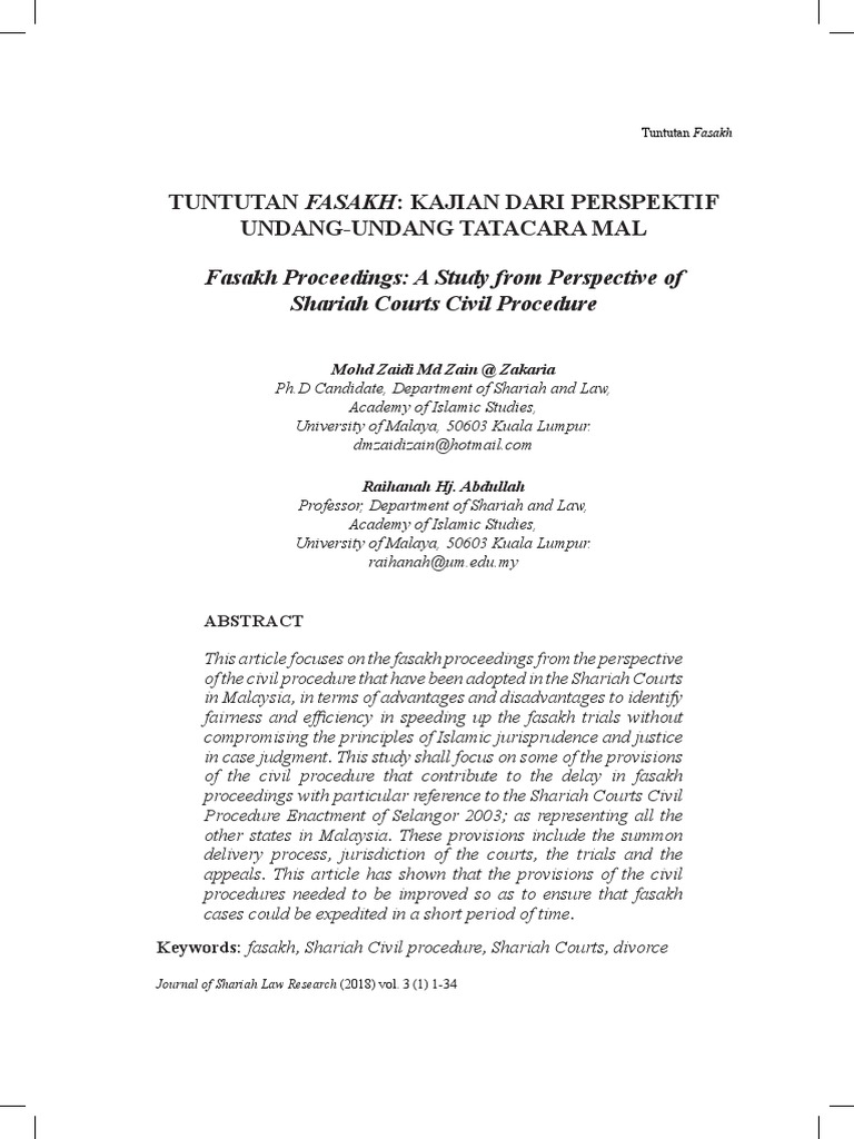 Tuntutan Fasakh | PDF