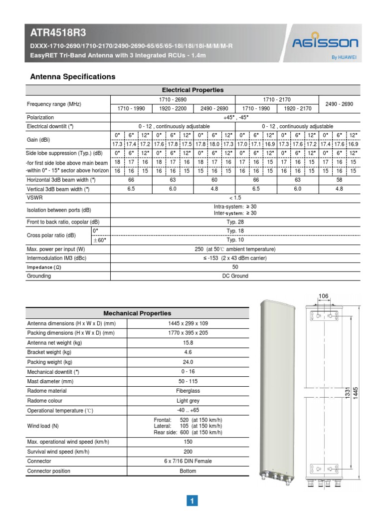Agisson Atr4518r3-Especifica | PDF | Antenna (Radio) | Wireless
