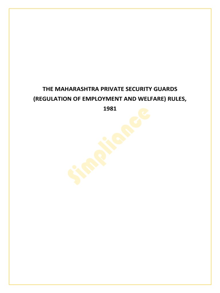 The Maharashtra Private Security Guards (Regulation of Employment and ...