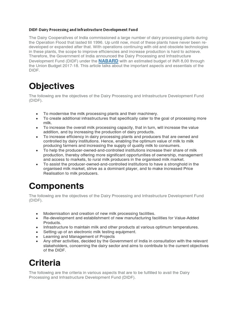 Dairy Processing and Infrastructure Development Fund | PDF | Interest ...