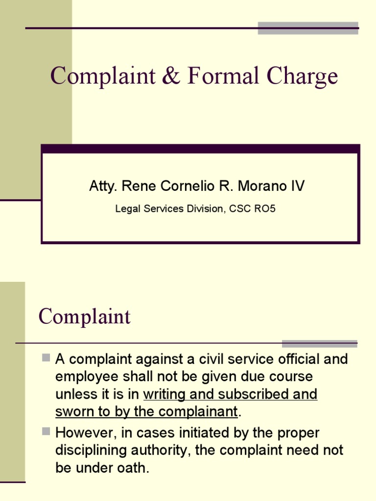 Complaint & Formal Charge | PDF | Complaint | Affidavit