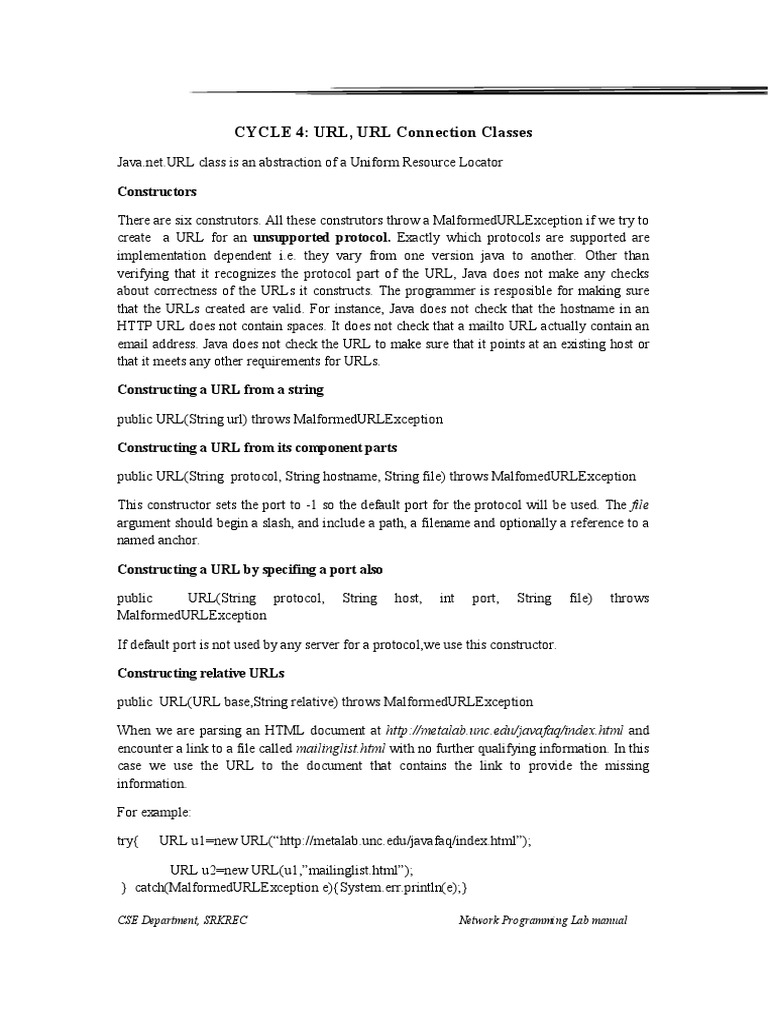 URL URLConnection Theory | PDF | Hypertext Transfer Protocol | Web Server