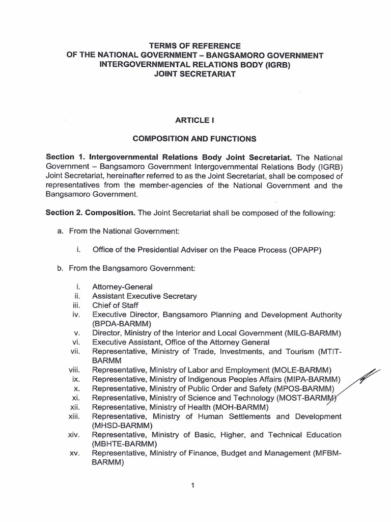 Terms of Reference of The National Government - Bangsamoro Government ...