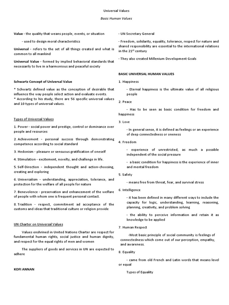 Ethics Universal Values Pdf Value Ethics Happiness