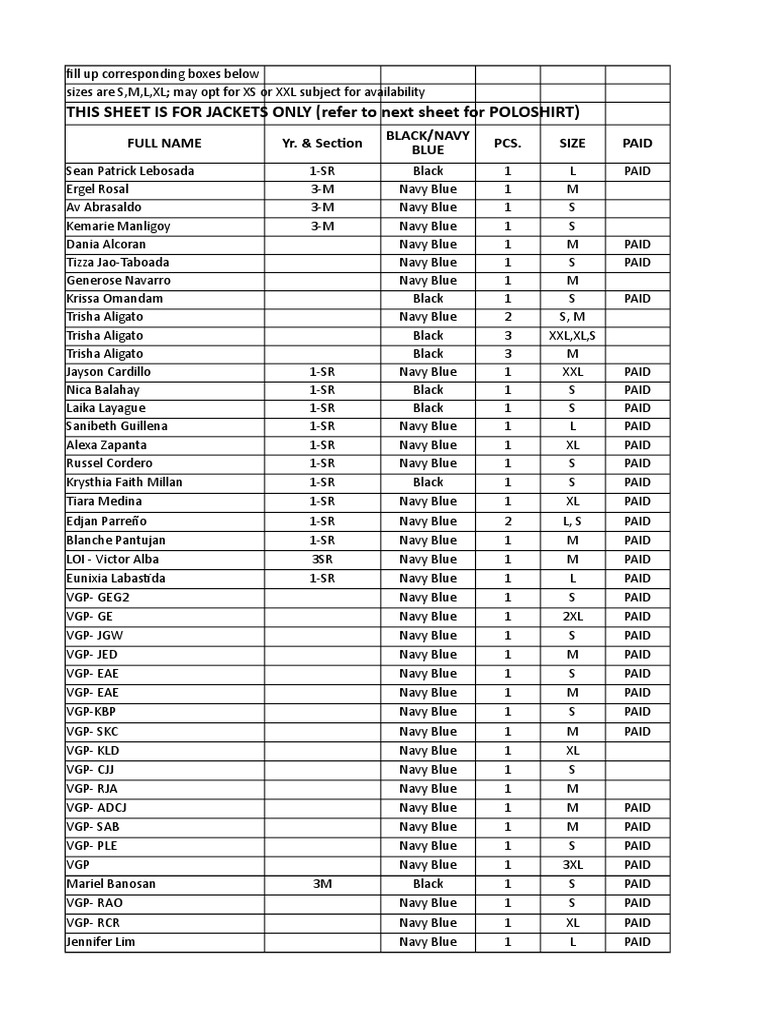 SSC Merch Orders Masterlist | PDF