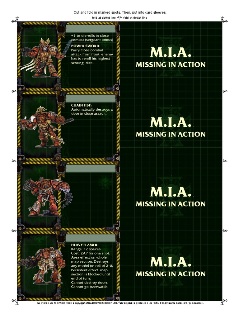 Space Hulk 3rd Edition - Space Marine Card Template | PDF | Tabletop ...