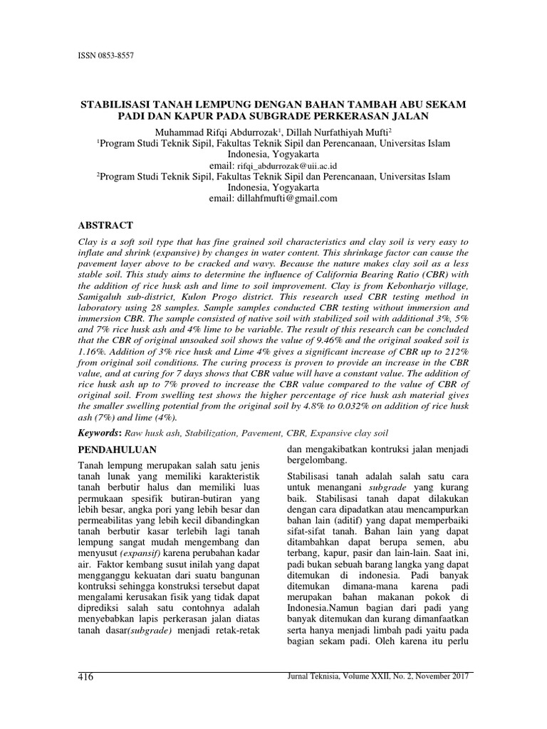 7 Stabilisasi Tanah Lempung Dengan Bahan Tambah Abu Sekam Padi Dan Kapur | PDF | Soil ...