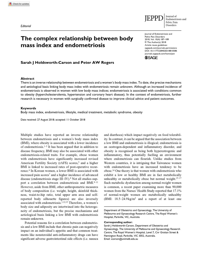 Imt and Endometriosis | PDF | Body Mass Index | Obesity