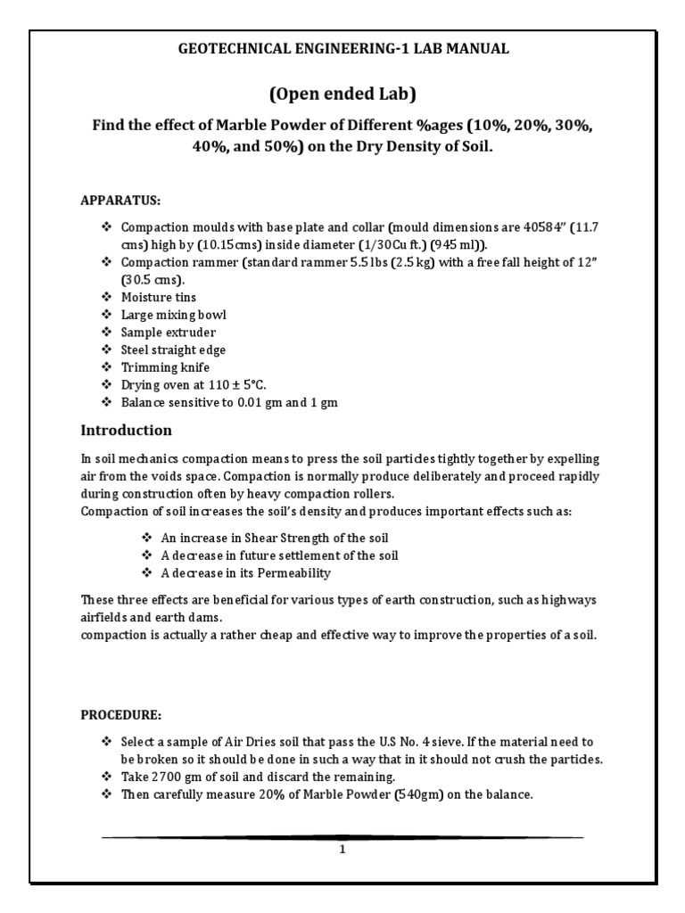 Experiment No9 Open Ended Lab | PDF | Soil | Civil Engineering
