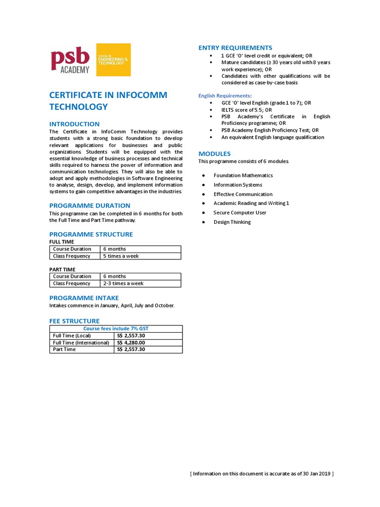PSB-SET - Certificate in Infocomm Technology PDF | PDF | Design ...