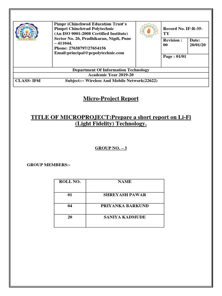 Project Report of Li-Fi Technology | PDF | Wi Fi | Wireless