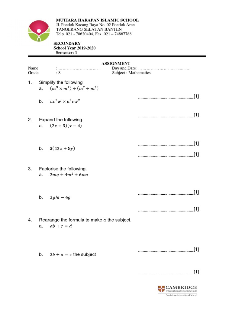G8 Assignment | Download Free PDF | Mathematical Objects | Teaching Mathematics