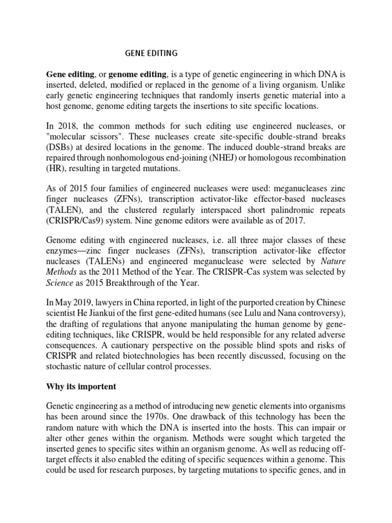 GENE EDITING. Final PDF | PDF | Crispr | Dna
