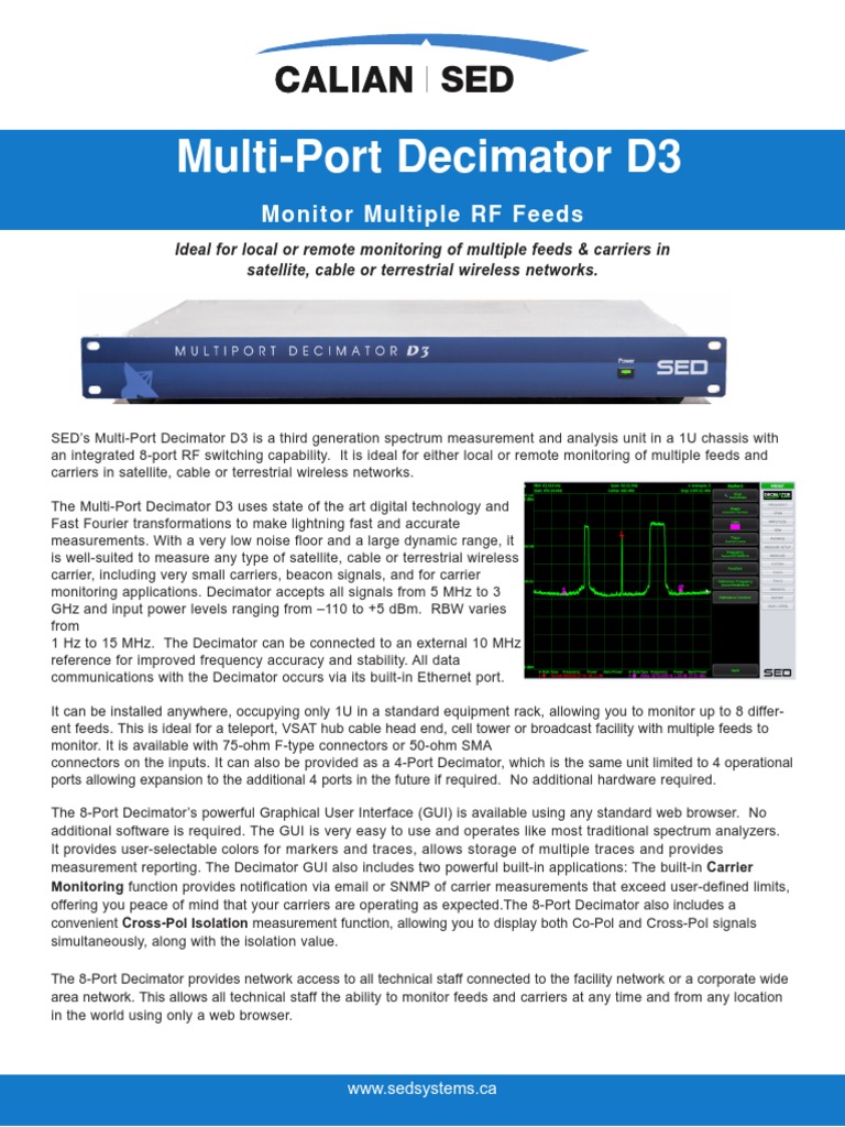 Multi-Port D3 Spectrum Analyzer Monitors 8 RF Feeds | PDF | Wireless ...