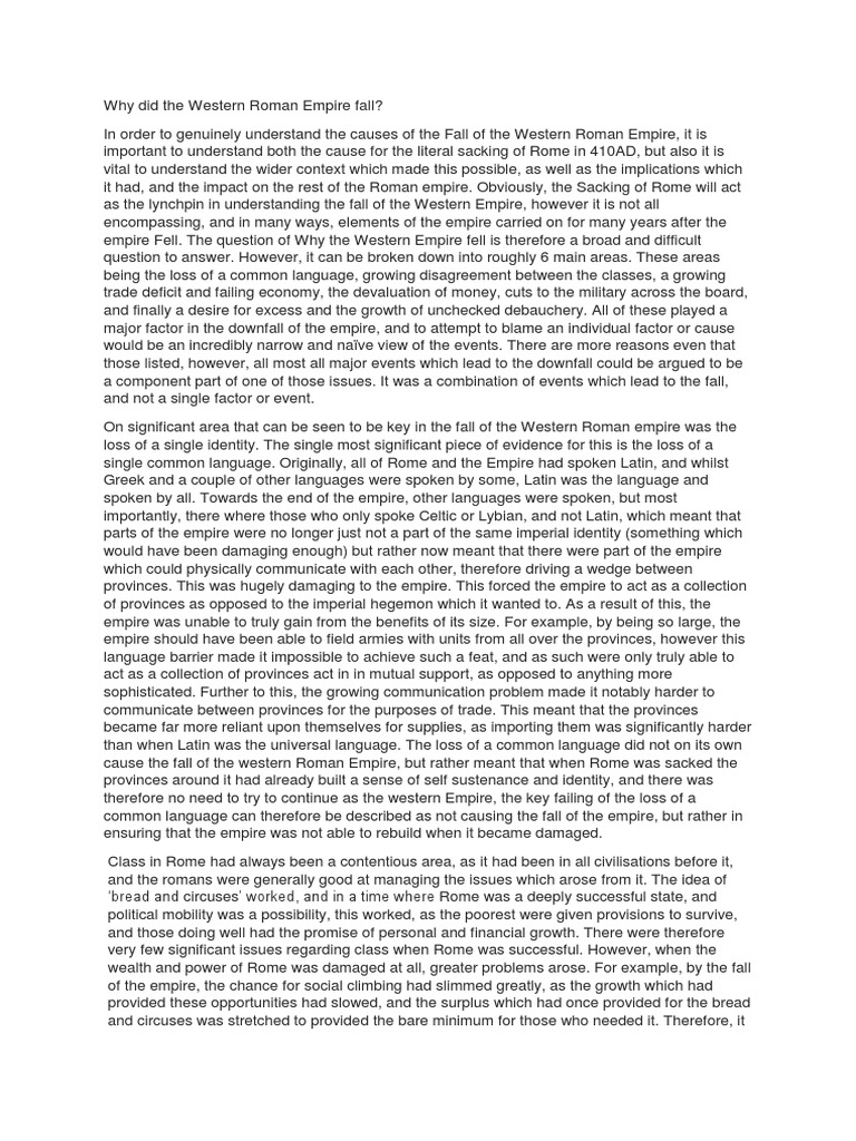 Why Did The Western Roman Empire Fall | PDF | Roman Empire | Trade