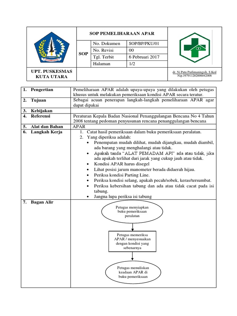 Sop Pemeliharaan Apar | PDF
