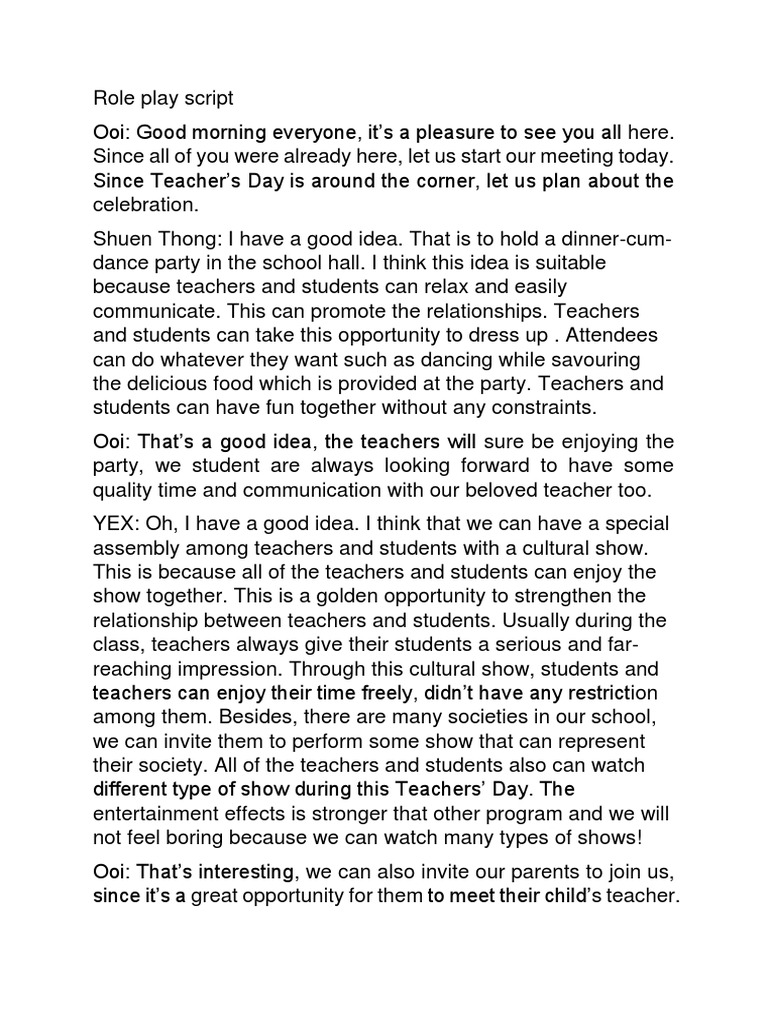 Role Play Script | PDF