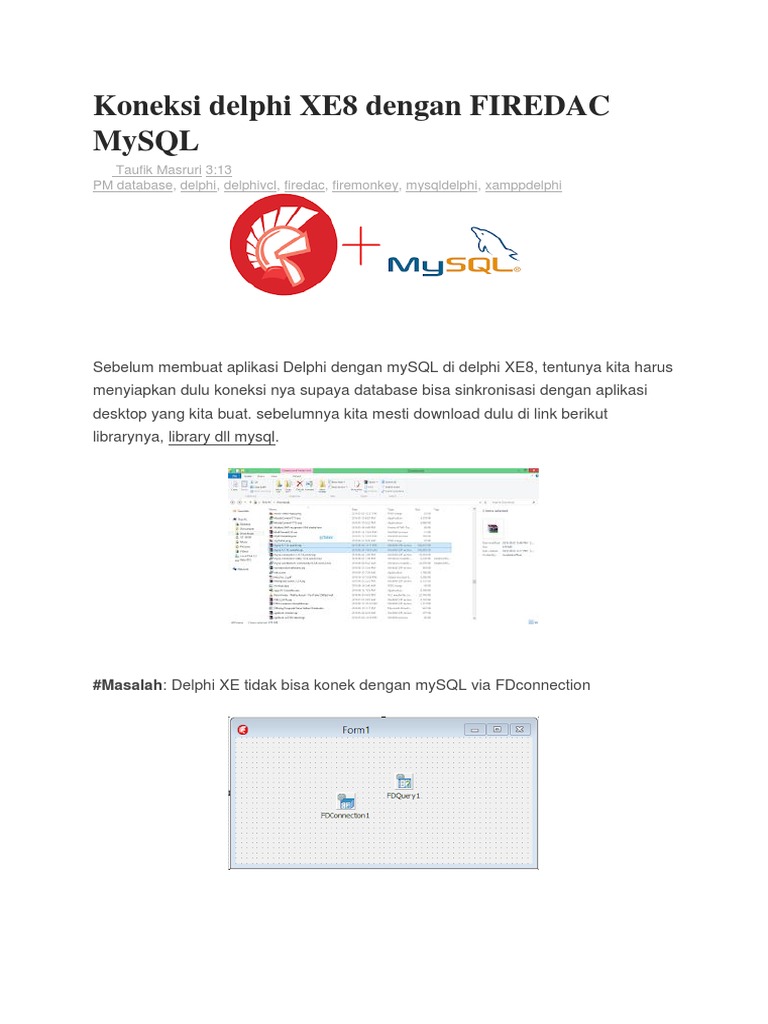 Koneksi Delphi XE8 Dengan FIREDAC MySQL | PDF
