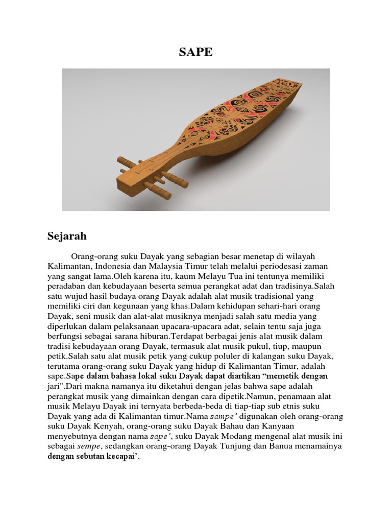 Fungsi dan Sejarah Alat Musik Sape | PDF