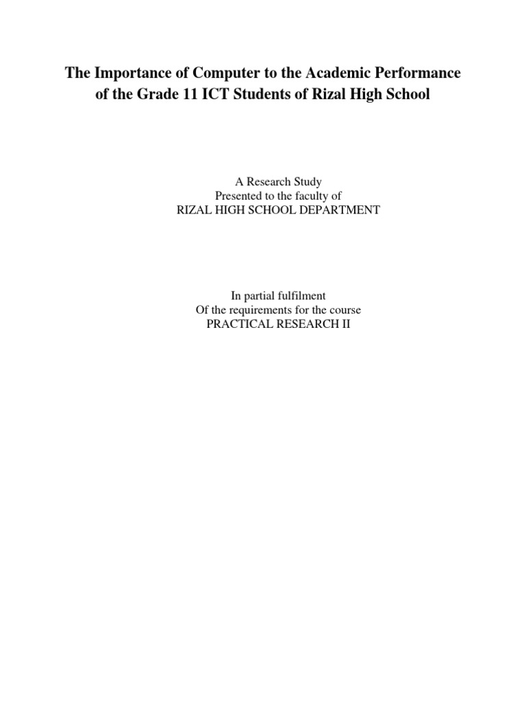 The Importance of Computer To The Academic Performance of The Grade 11 ...