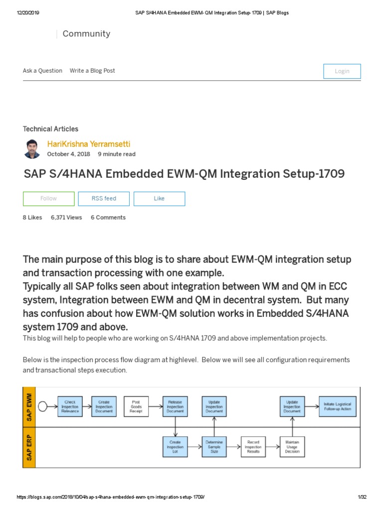 SAP S - 4HANA Embedded EWM-QM Integration Setup-1709 - SAP Blogs | PDF ...