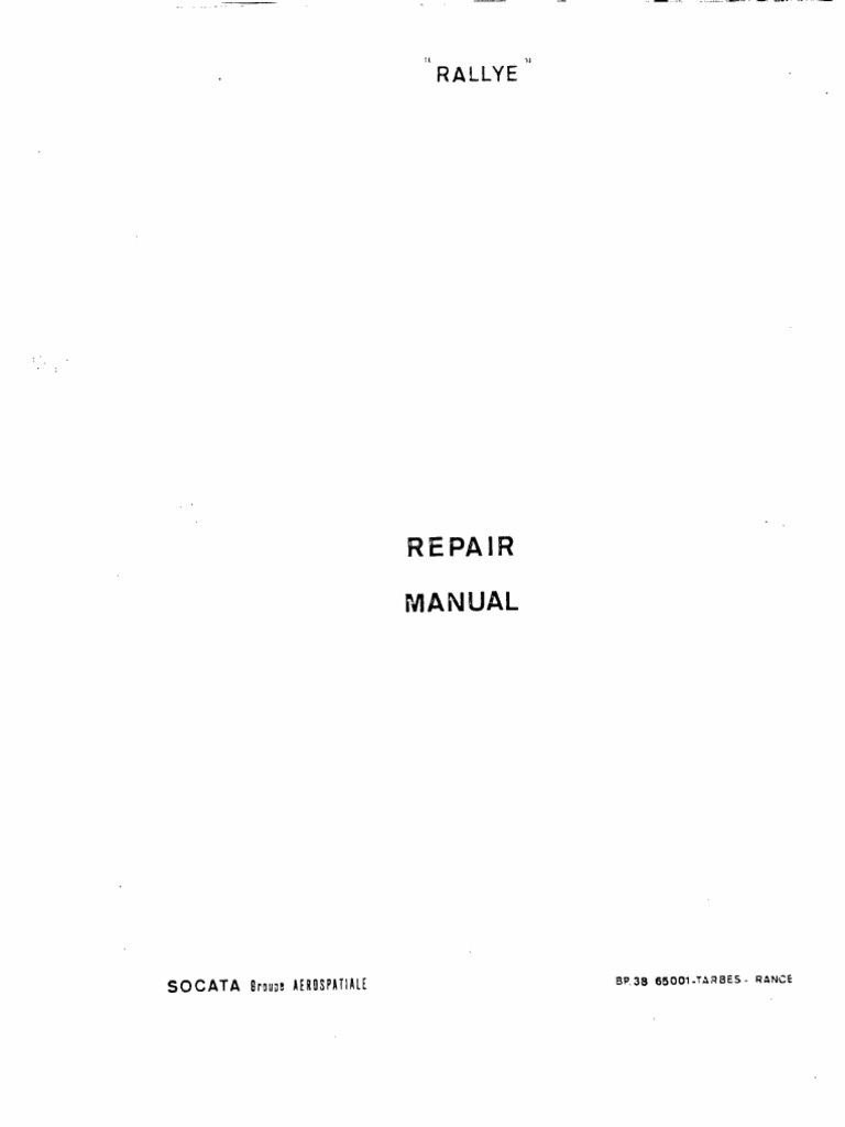Socata Rallye Repair Manual | PDF