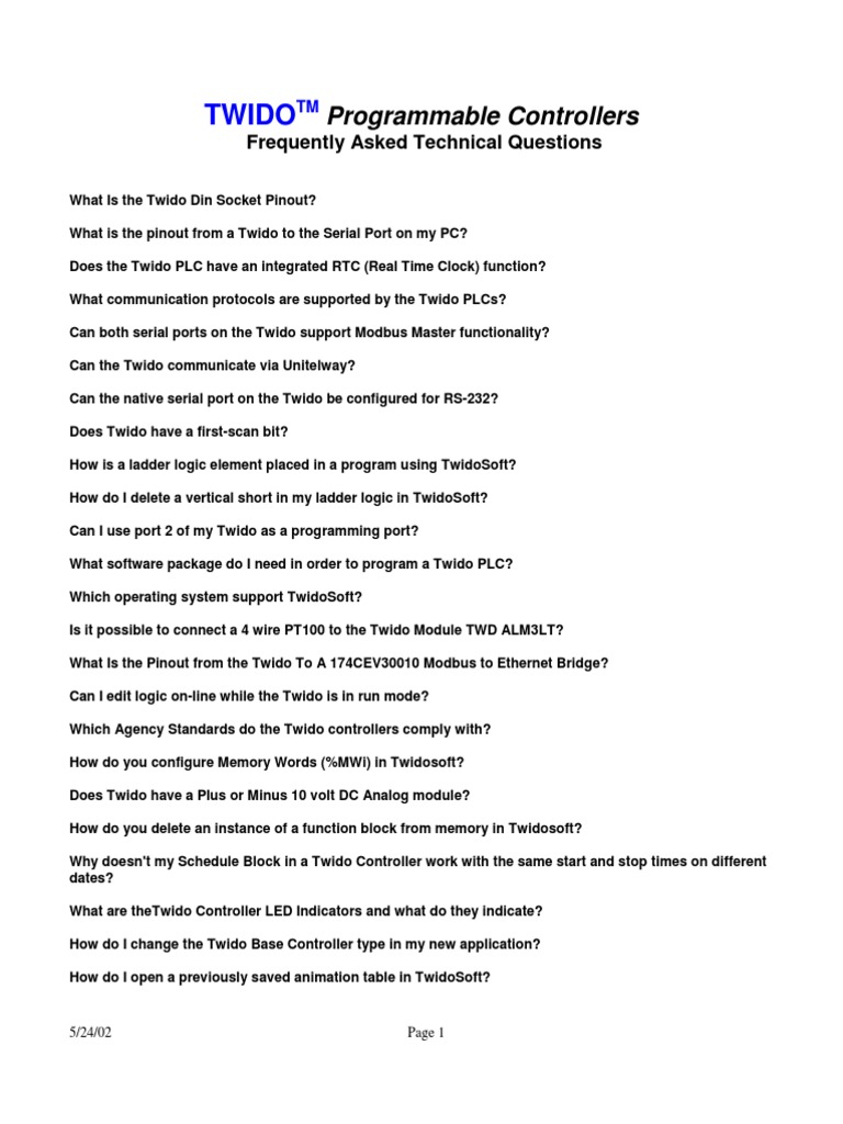 IyCnet Twido FAQ | PDF | Programmable Logic Controller | Icon (Computing)