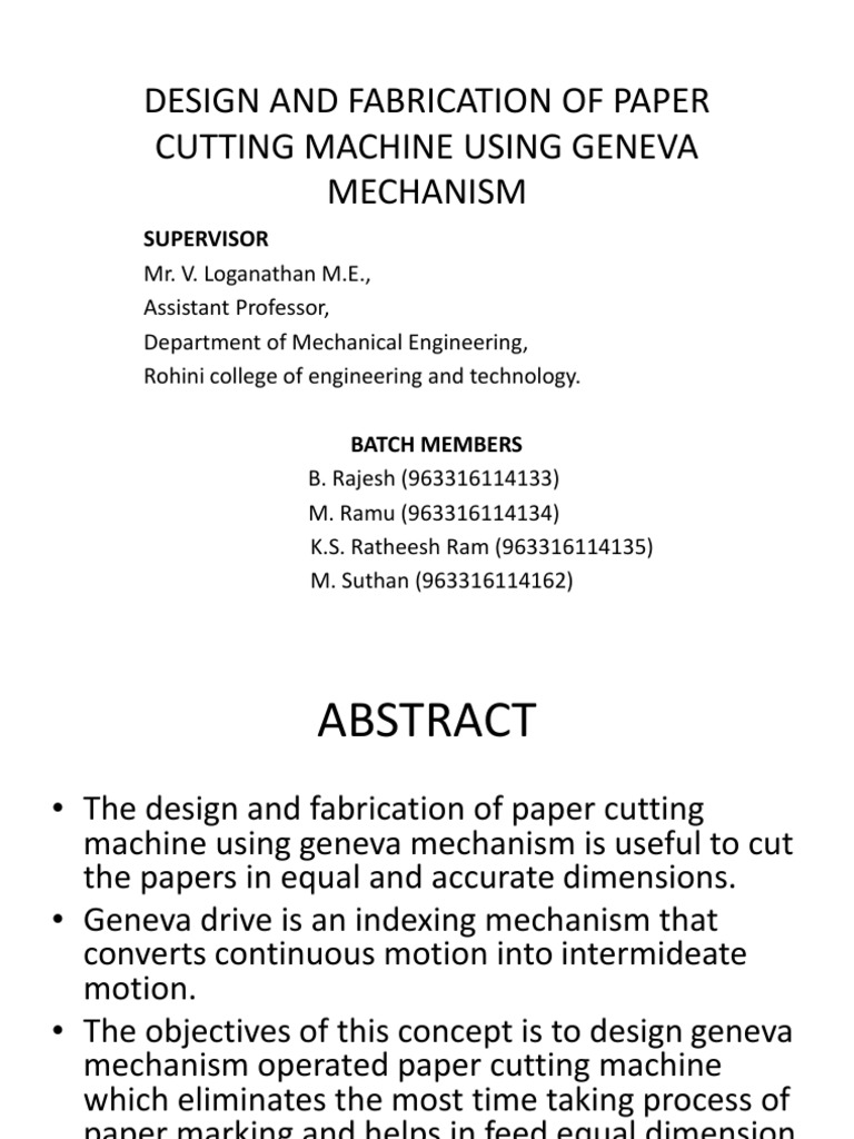 Design and Fabrication of Paper Cutting Machine Using | PDF | Gear ...