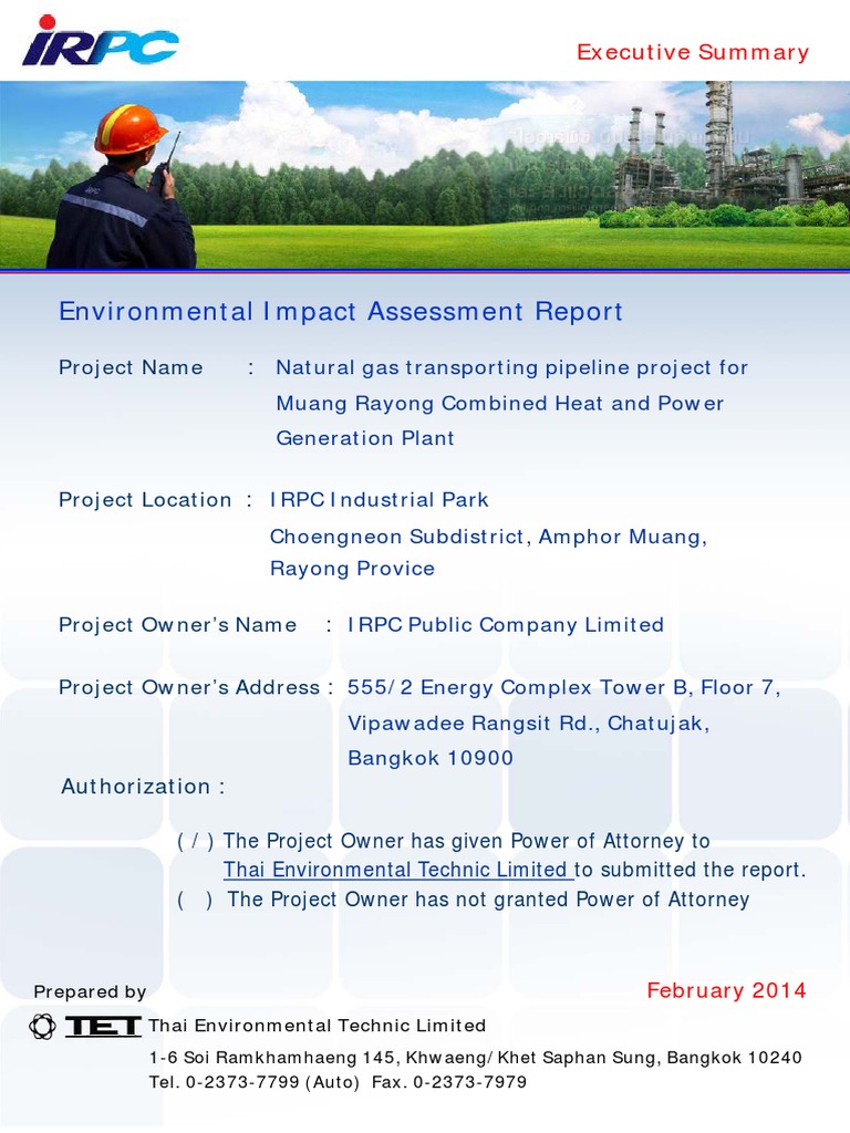 IRPC Pipeliene Rayong | PDF | Environmental Impact Assessment ...