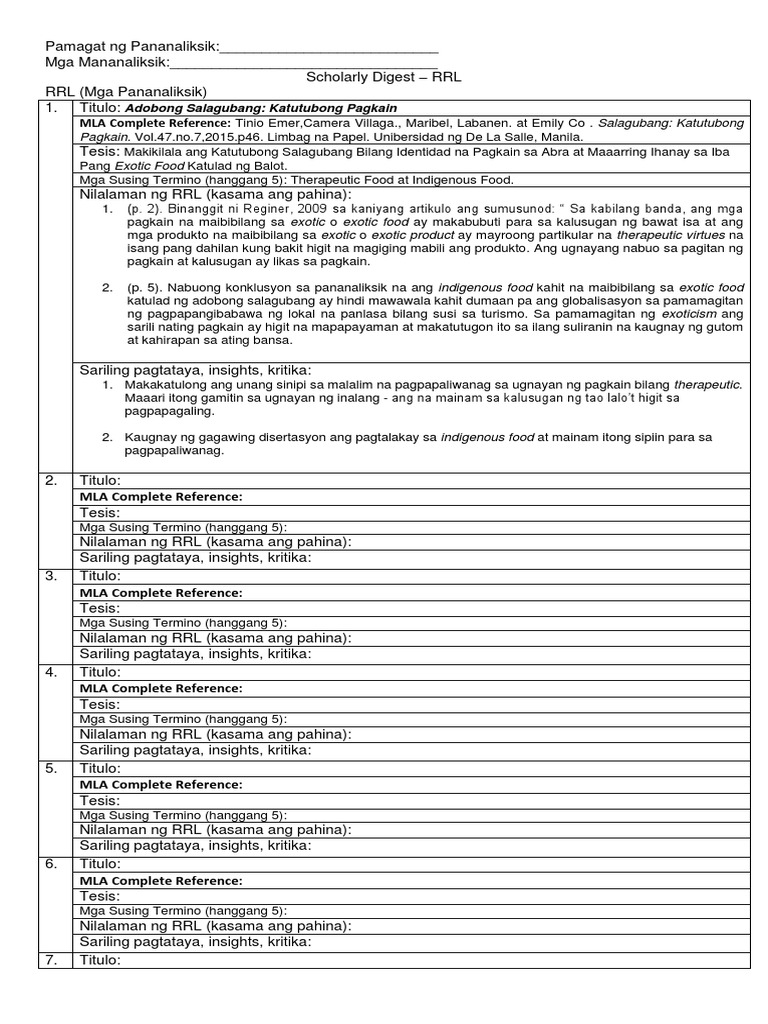 Anotasiyon NG RRL para Sa Pananaliksik | PDF