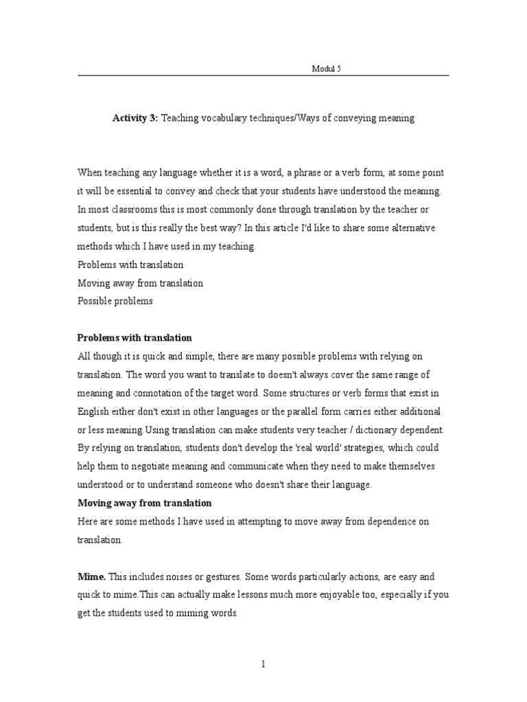 Modul - 5 - Activity 3 - Teaching Vocabulary Techniques-Ways of ...
