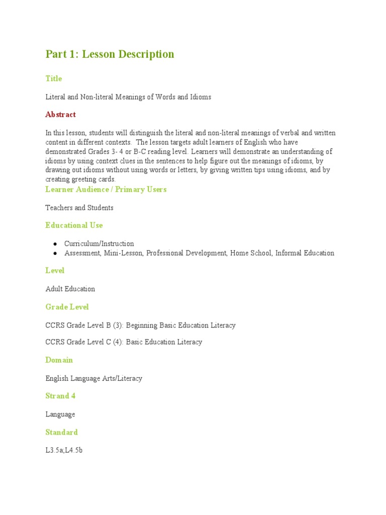 Learn Idioms Through Context Clues | PDF | Idiom | Literacy