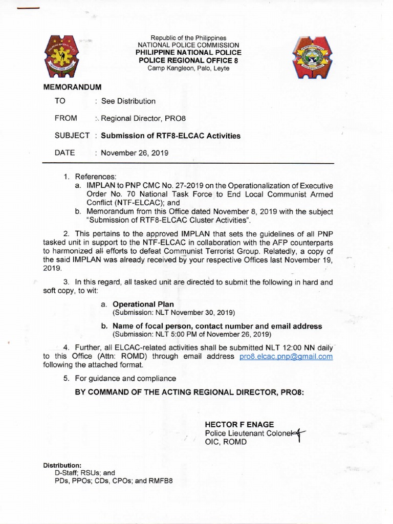 Submission in All ELCAC-Related Activities | PDF