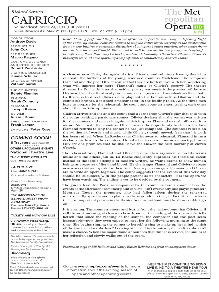 Capriccio EN | PDF | Theatre | Performing Arts